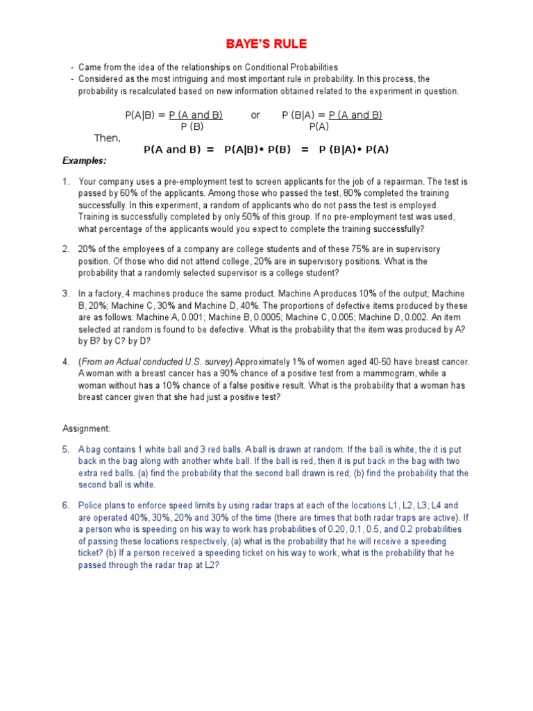 Bayes Rule | PDF | Bayesian Inference | Bayesian Probability