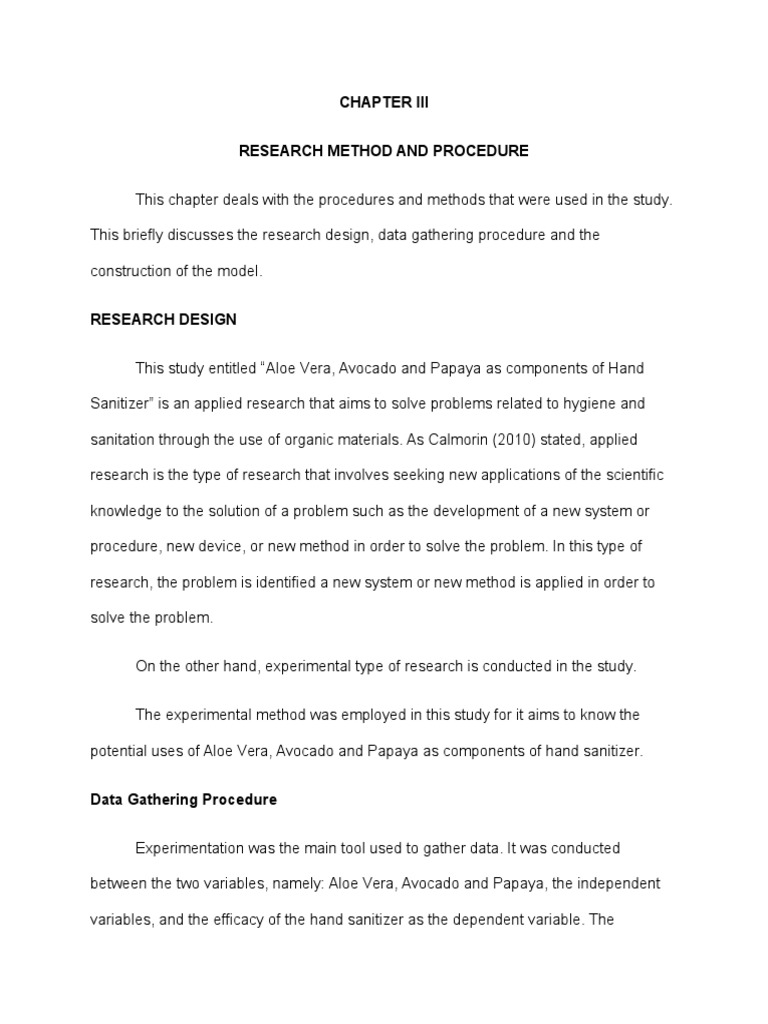 Research Chapter 3 | PDF | Research Design | Experiment