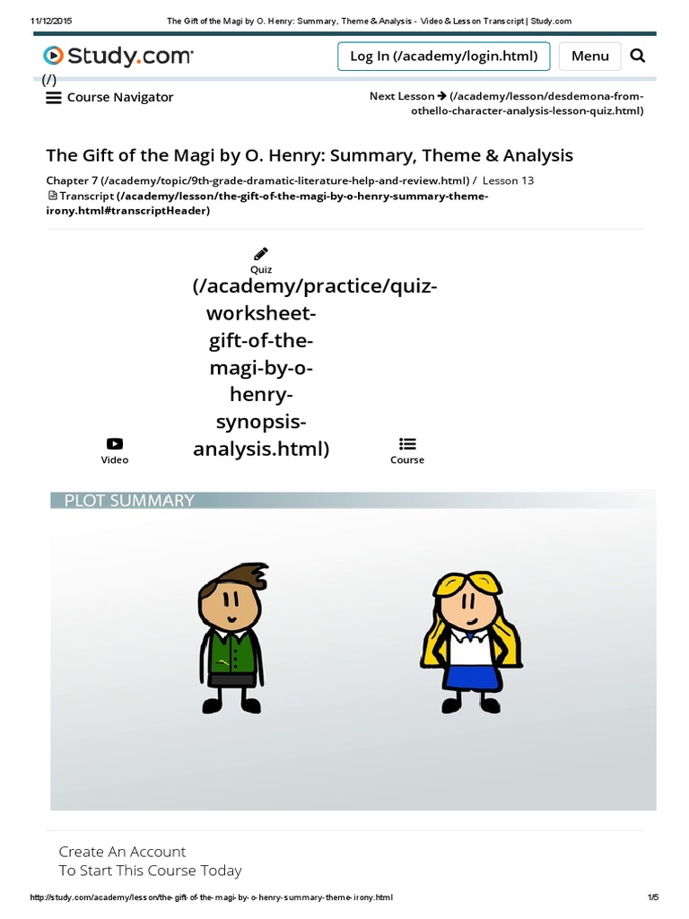 The Gift Of The Magi Worksheet The Gift Of The Magi By O. Henry Short