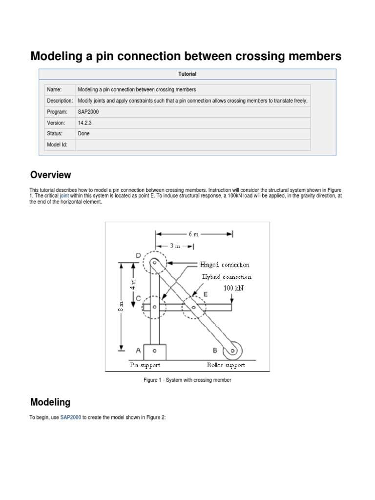Modeling A Pin Connection Between Crossing Members | PDF | Scientific ...