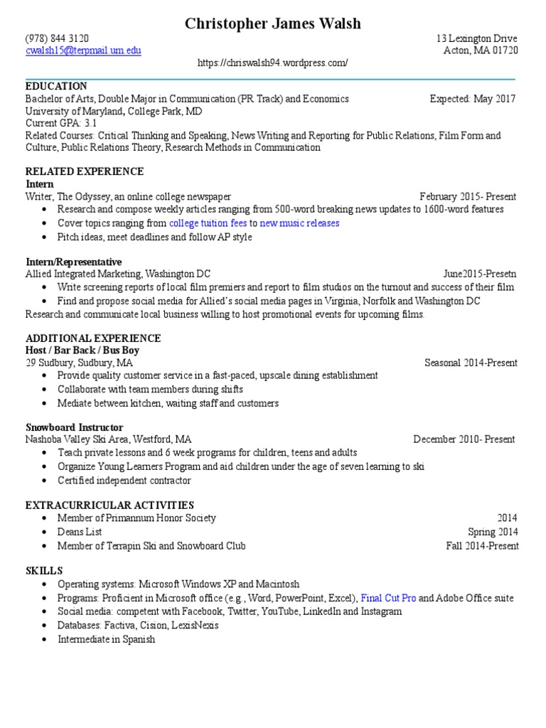 Chris Walsh's Resume | PDF