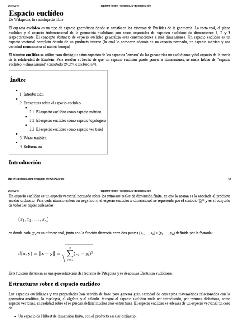 Espacio Euclídeo Pdf Espacio Euclidiano Geometría Euclidiana