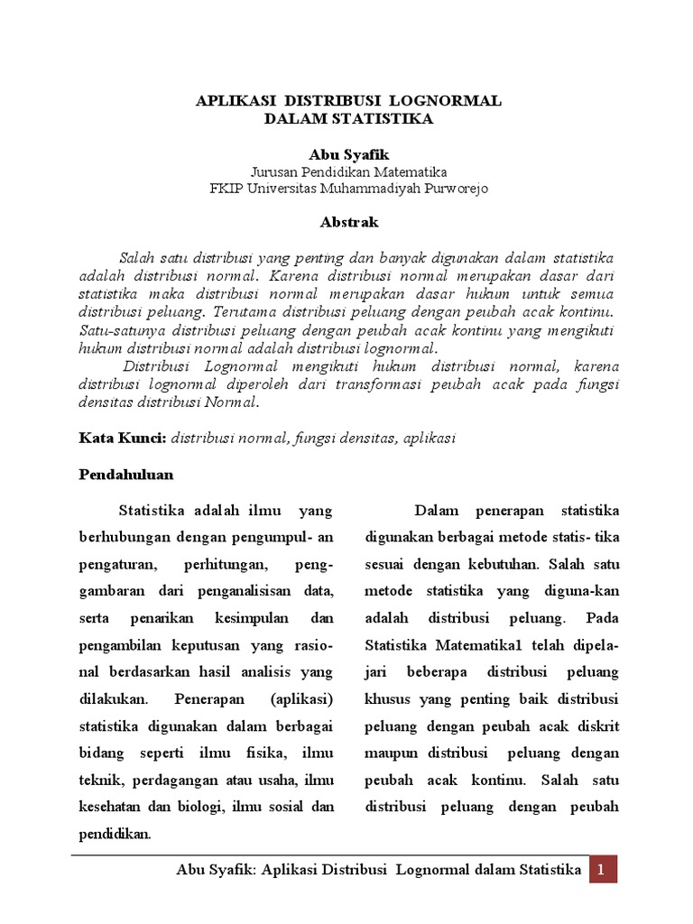 Distribusi Log Normal | PDF