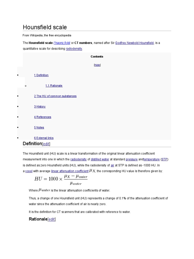 Hounsfield Scale | PDF | Ct Scan | Medical Imaging