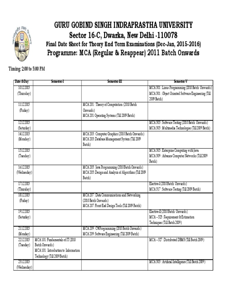 Guru Gobind Singh Indraprastha University Sector 16-C, Dwarka, New Delhi - 110078 | PDF ...