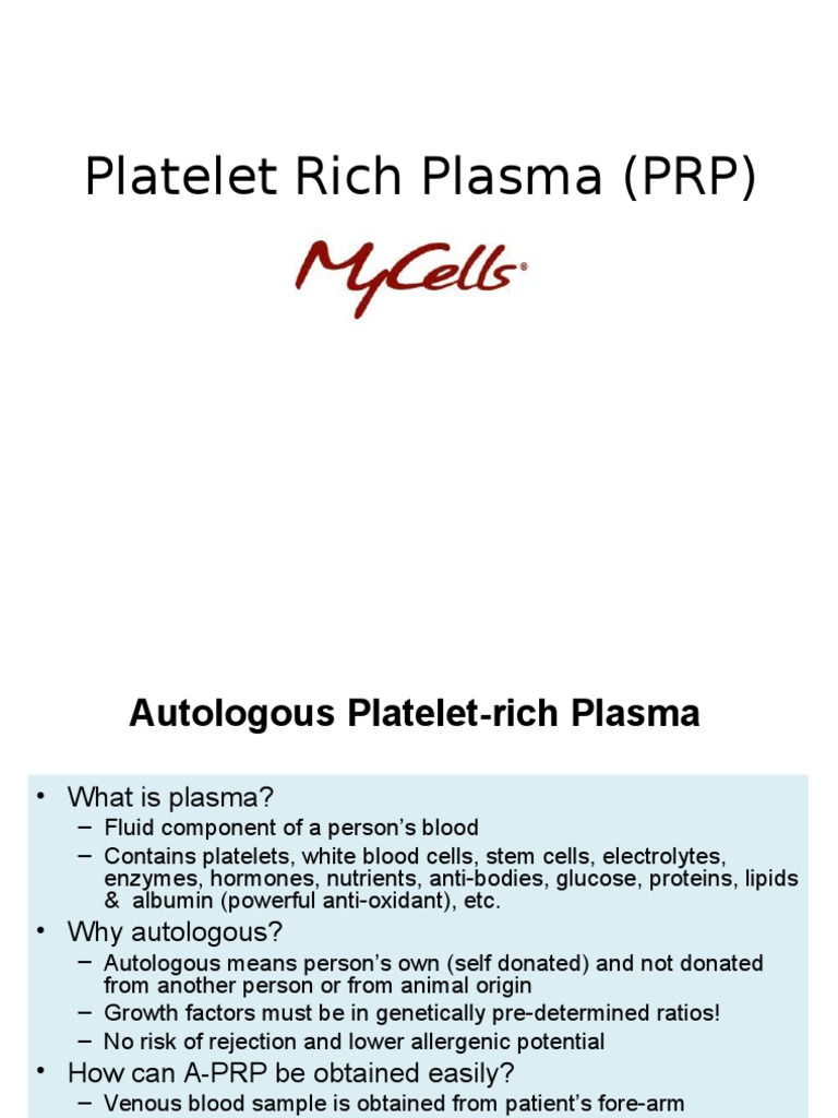 PRP Slide Presentation | PDF | Platelet | Wound Healing