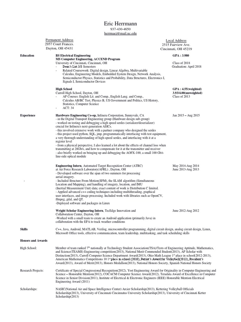 Eric Herrmann Resume | PDF | Engineering | Software