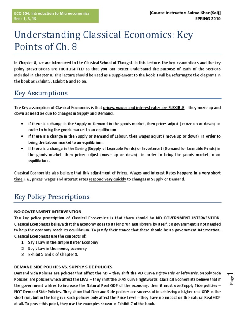 Understanding Classical Economics Key Points | PDF | Economic ...