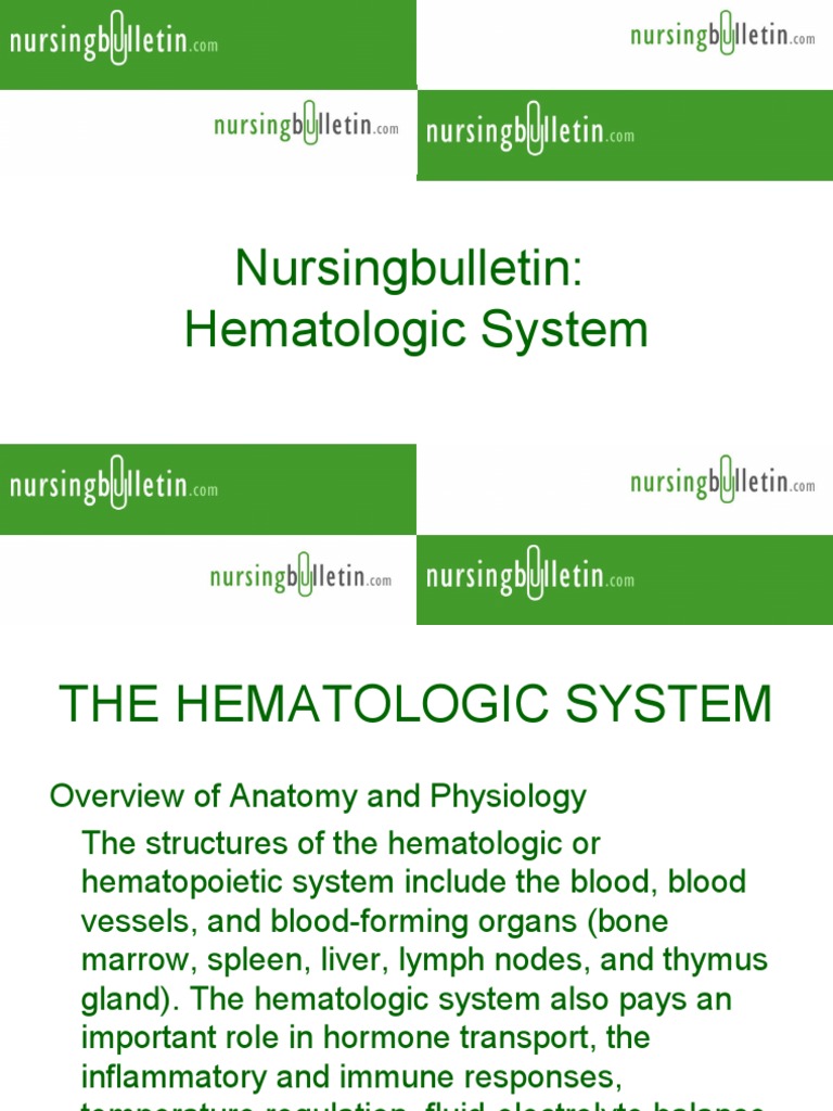 Hematologic System | Blood Type | Blood | Free 30-day Trial | Scribd