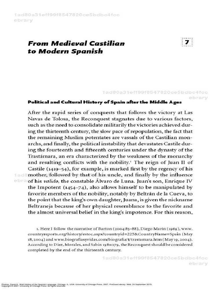 Brief History of The Spanish Language | PDF