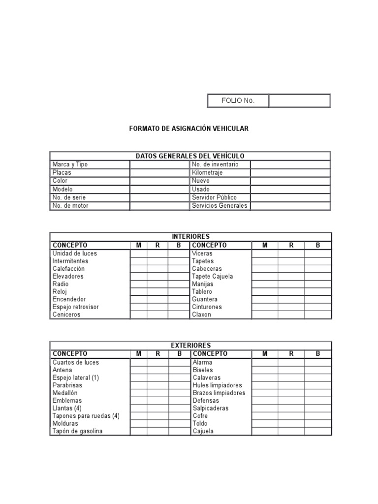 Formato inventario vehícular