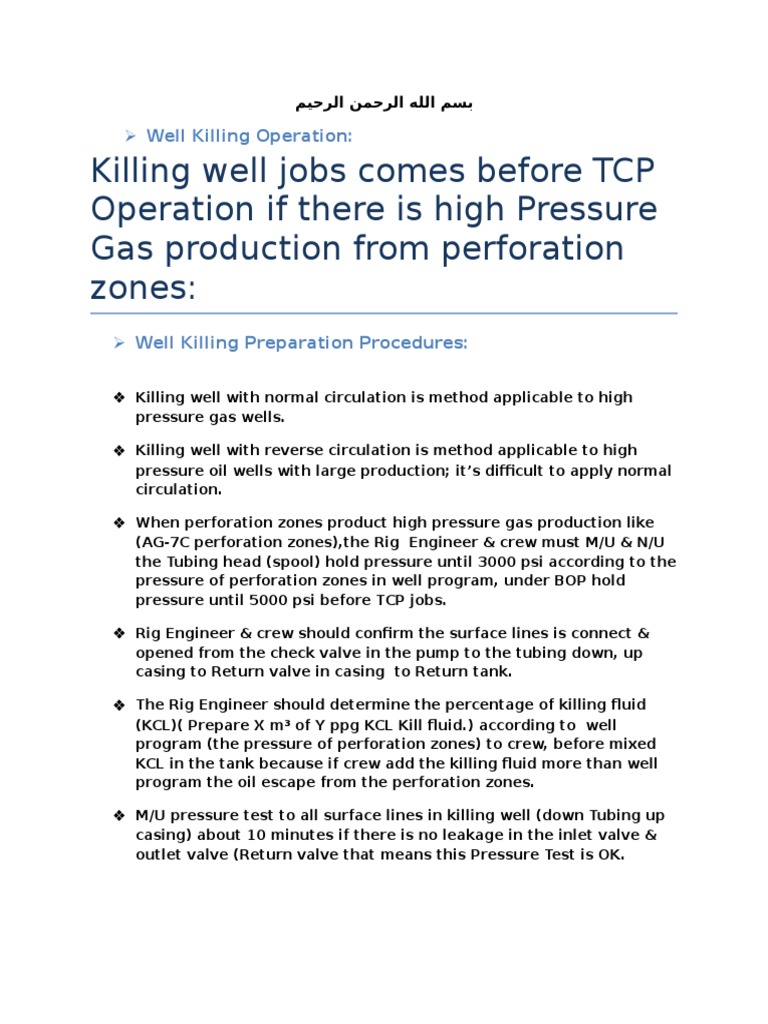 Well Killing Operation | PDF | Oil Well | Valve