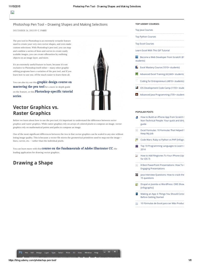 Photoshop Pen Tool - Drawing Shapes and Making Selections.pdf | Adobe ...