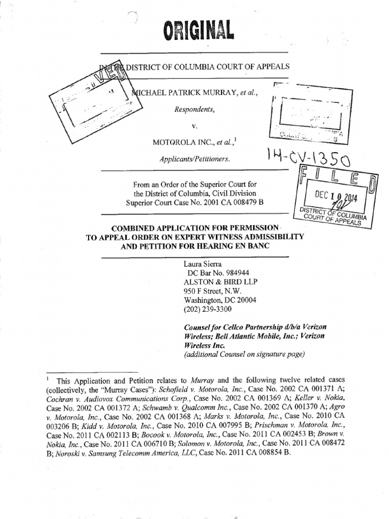 Notice of Appeal | PDF | Daubert Standard | Interlocutory Appeal