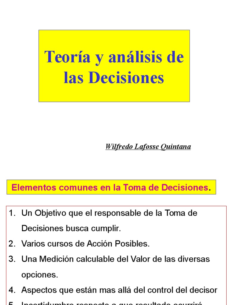 Teoria y Analisis de Las Decisiones | PDF | Toma de decisiones | Epistemología