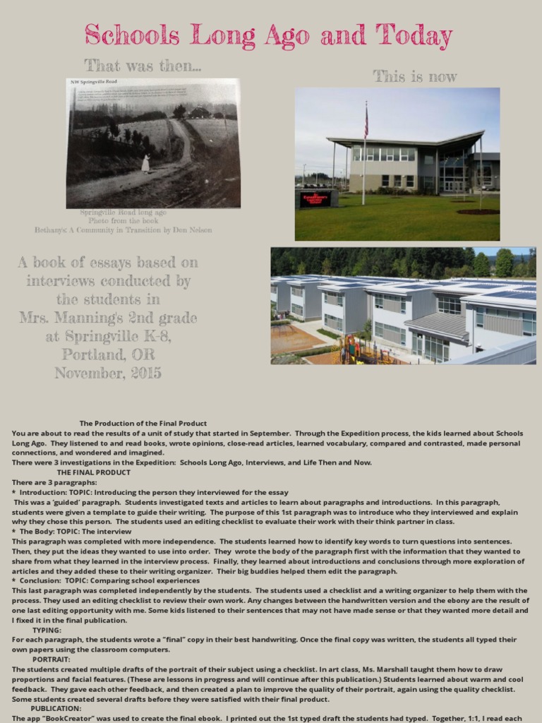 Schools Long Ago and Today 1 | PDF | Paragraph | Essays