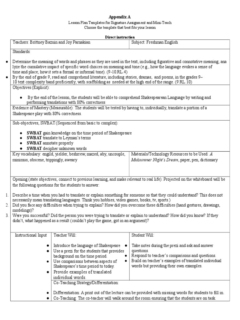 Lesson Plan Final Draft | PDF | Translations | Lesson Plan