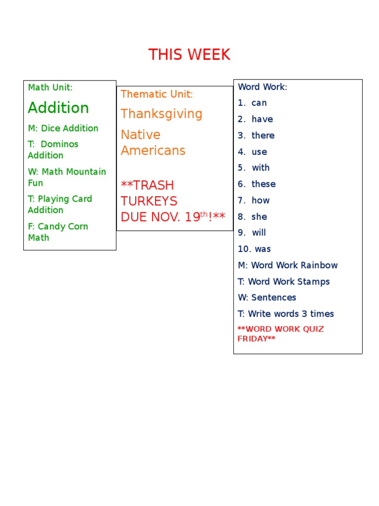 Thanksgiving Thematic Unit Plan | PDF