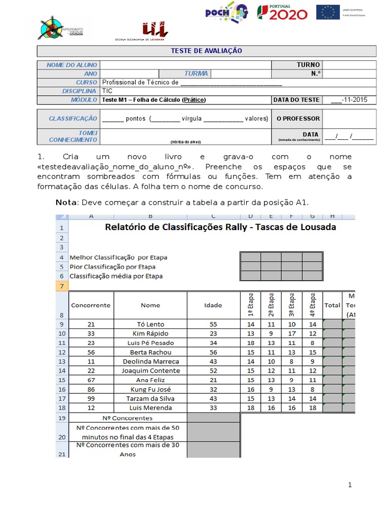 Teste Tic Modulo 1 - Parte Prática v2 | PDF