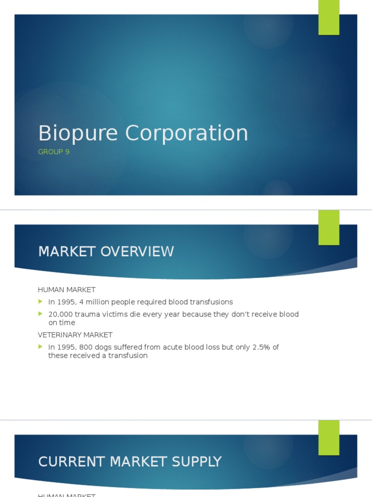 Biopure Corporation Blood Substitute Overview | PDF | Blood Donation ...