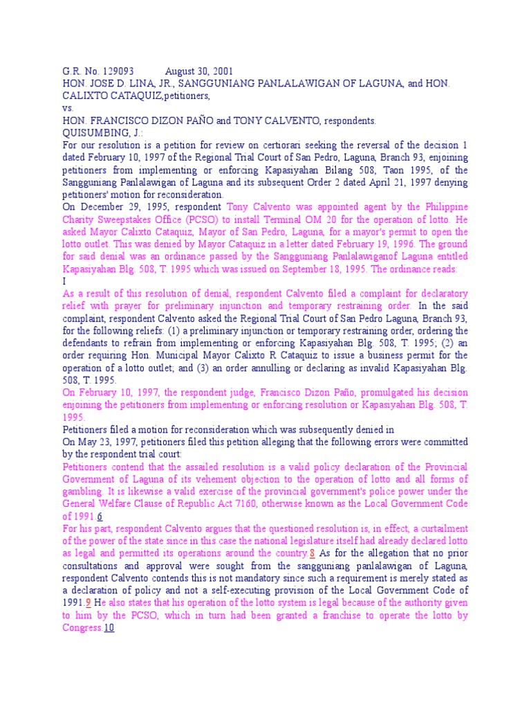 Lina JR Vs Tony Calvento | PDF | Injunction | Local Ordinance