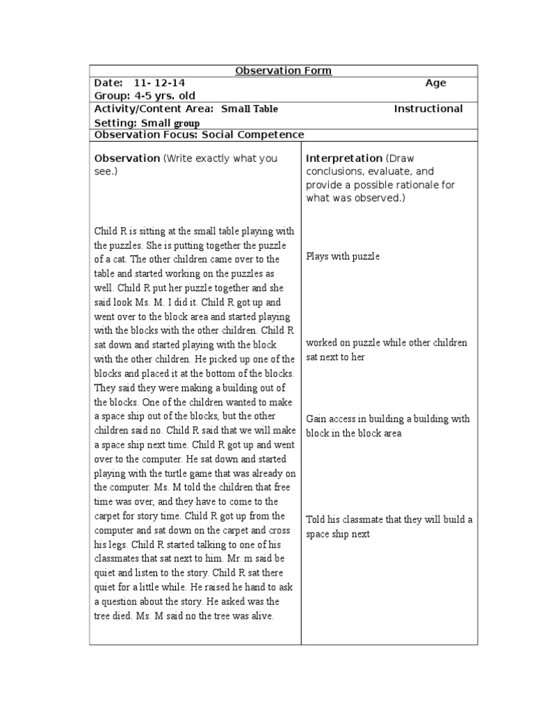 Forms Child Development Checklist and Child Case Study Social ...