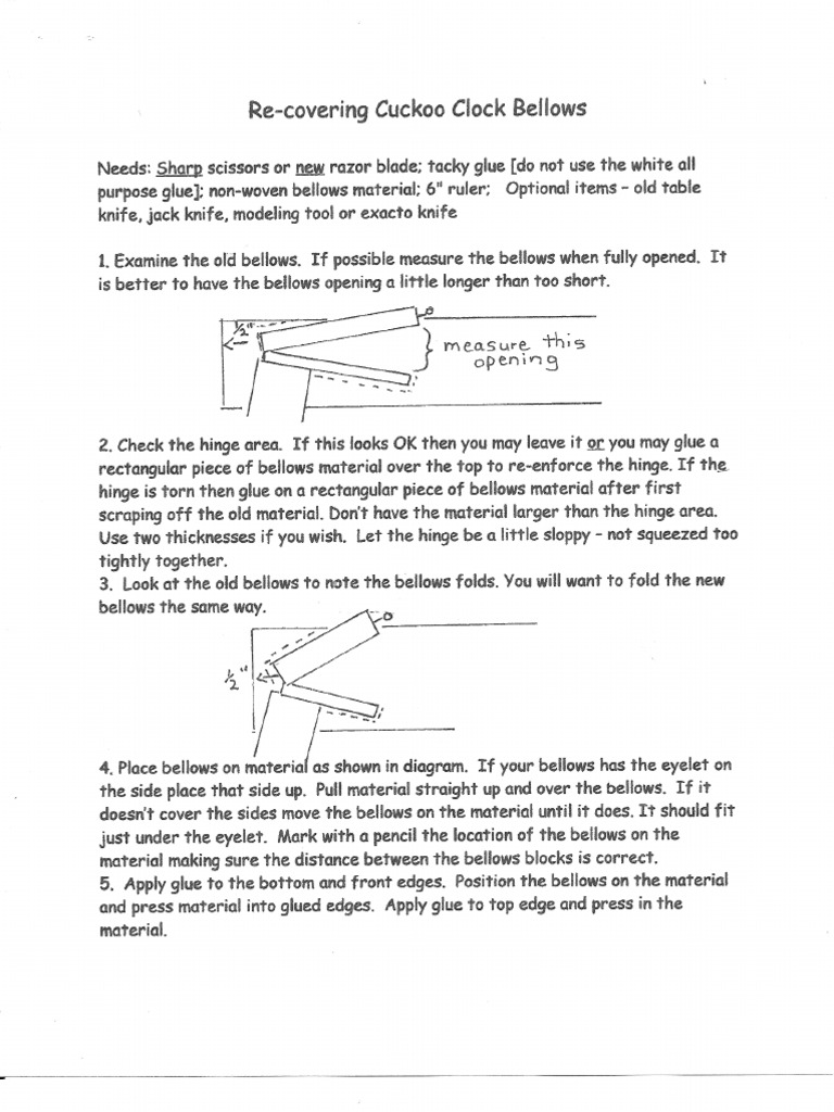 Cuckoo Clock Bellows Re-Covering Diagram | PDF