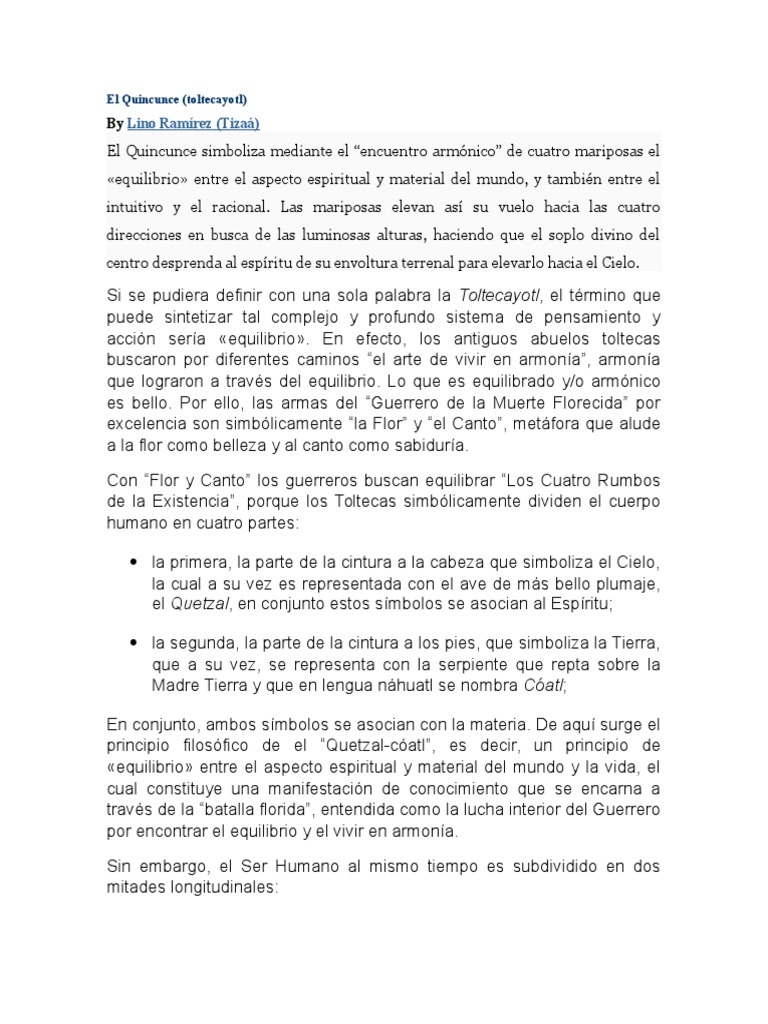 El Quincunce Toltecayotl | PDF | Los símbolos | Gente indígena