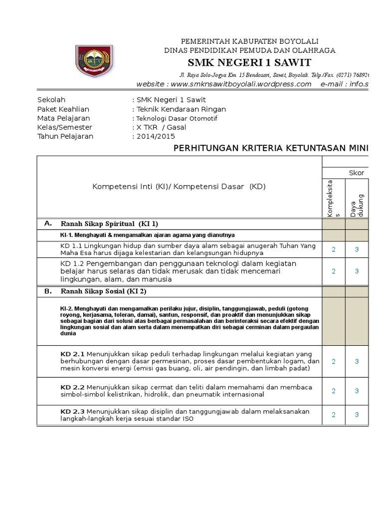 Contoh Perhitungan KKM | PDF