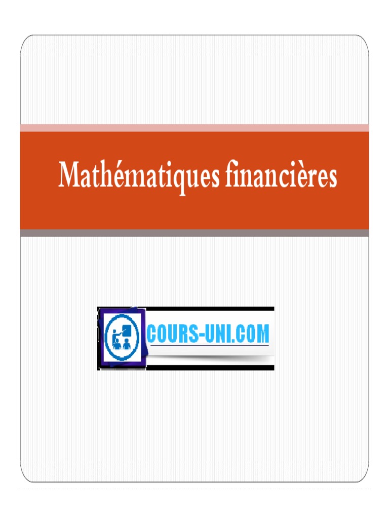 Cours Mathématiques Financières | PDF | Prêts | Obligation (Finance)