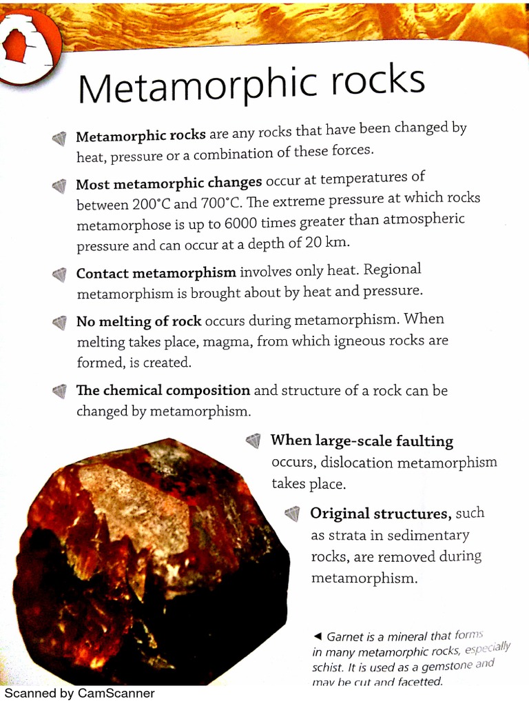 Metamorphic Rock Fact Sheet | PDF