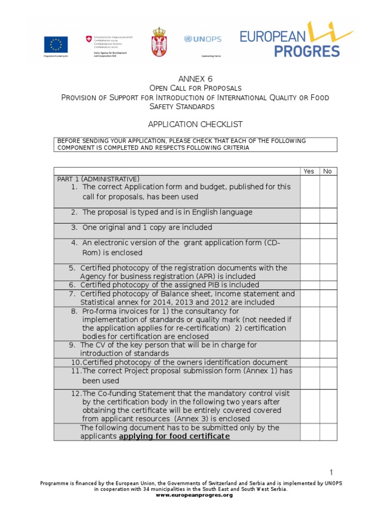 Annex 6 Application Checklist | PDF | Photocopier | European Union