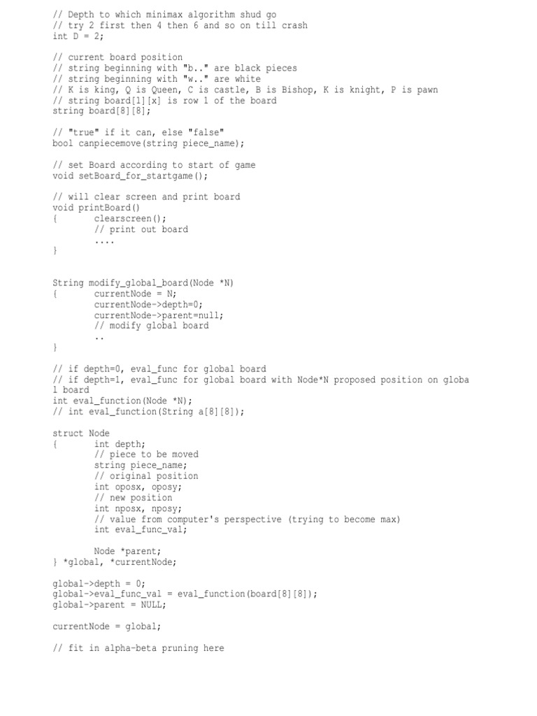 Chess AI - Pseudo Code | PDF | Software Engineering | Theoretical Computer Science