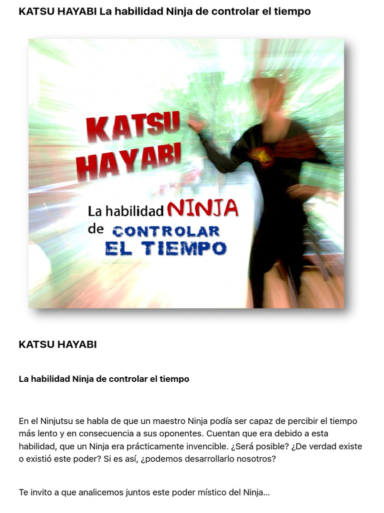 KATSU HAYABI La Habilidad Ninja de Controlar El Tiempo - NINJUTSU 4RYU ...