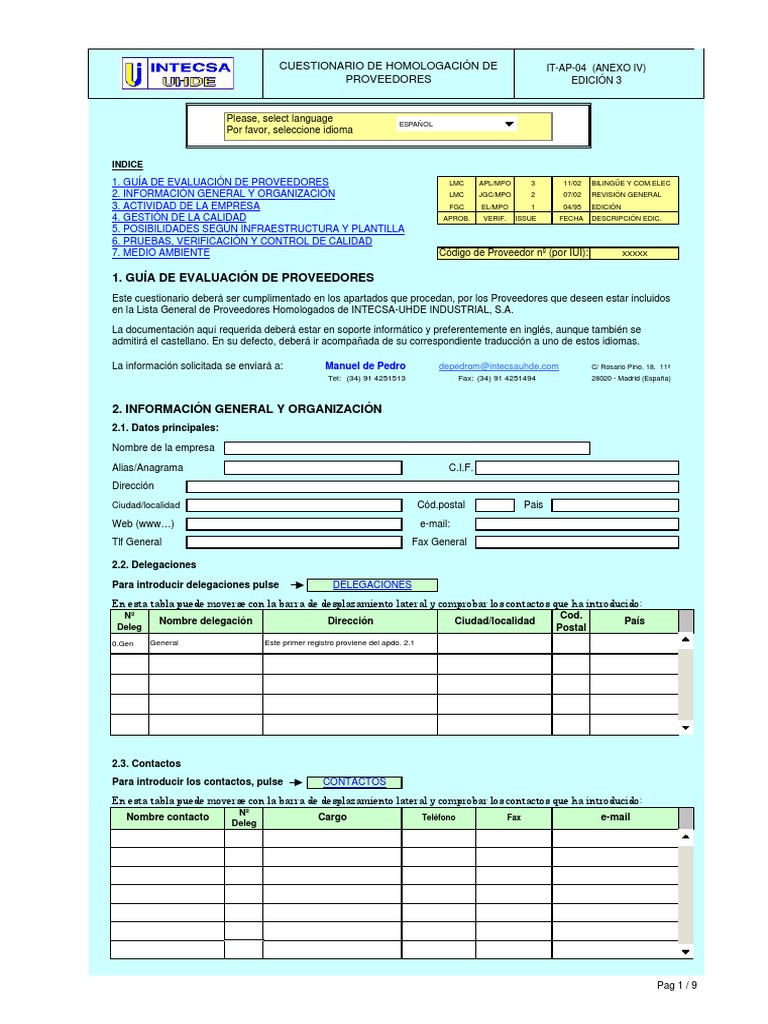 Sesion 1_Ejemplo RFI | Soldadura | Outsourcing