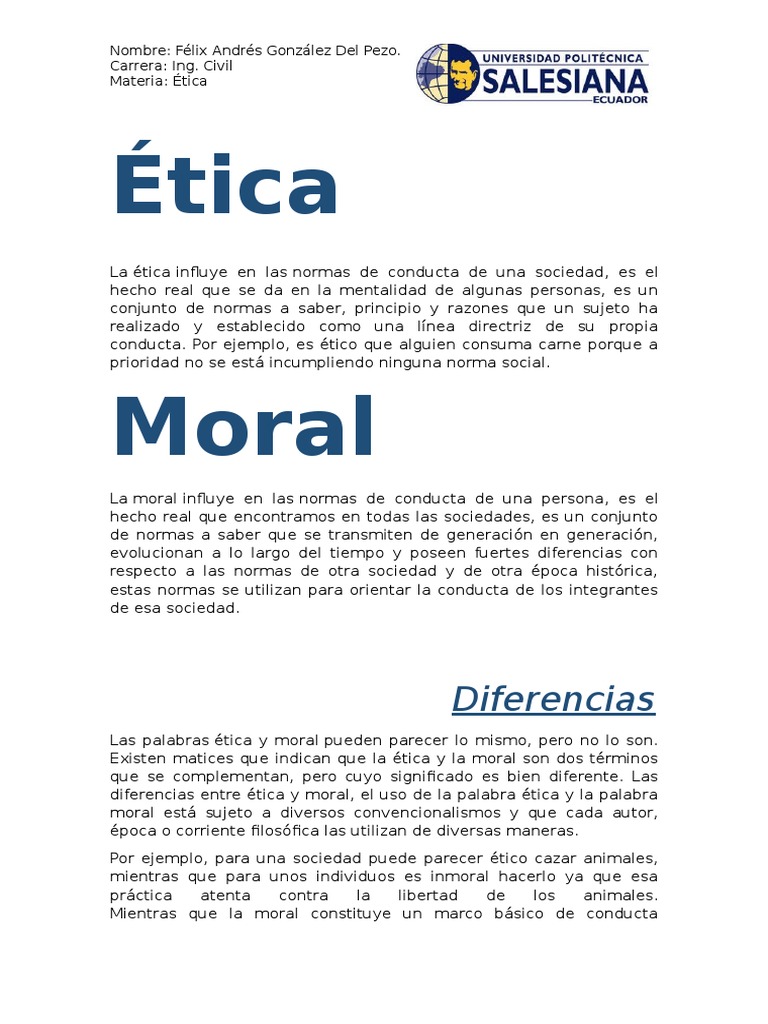 Diferencias Entre Etica y Moral | PDF | Moralidad | Comportamiento