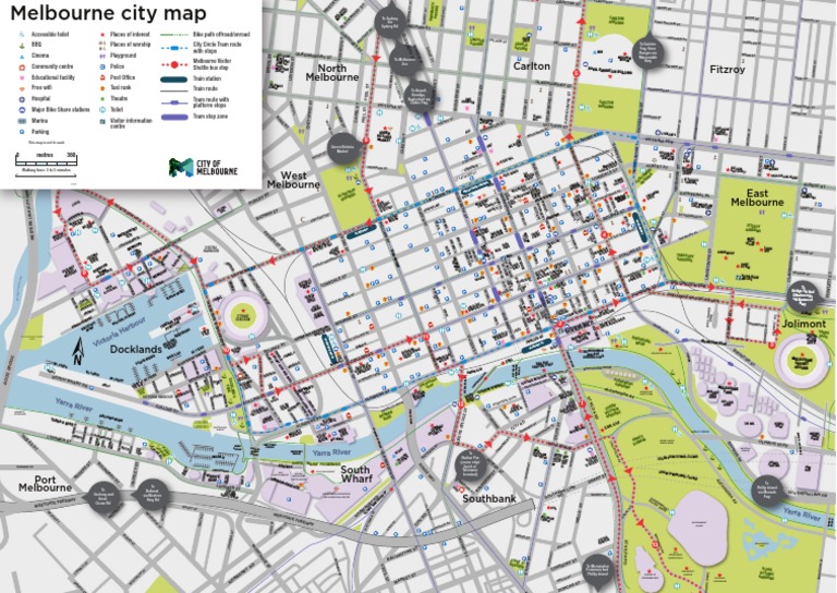 Melbourne City Map: North Melbourne Fitzroy Carlton | PDF | Public ...