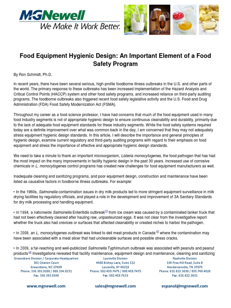 Hygienic Design in Food Equipment | PDF | Hazard Analysis And Critical ...