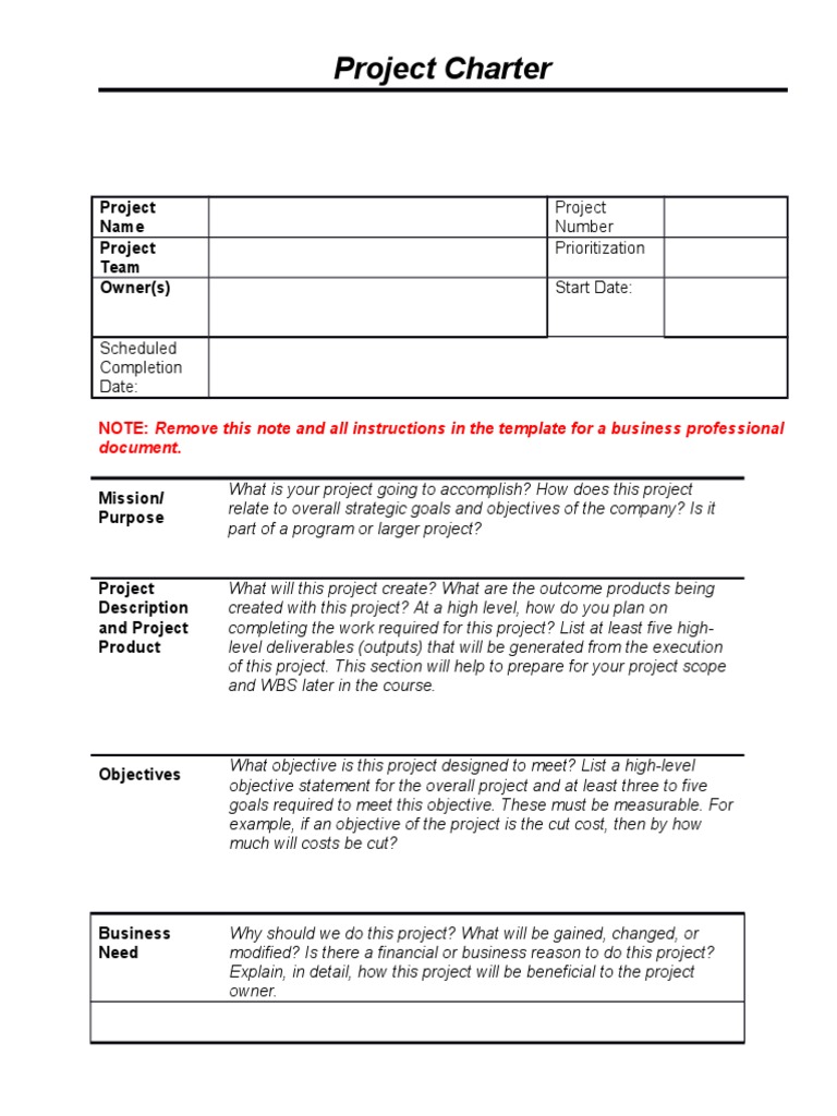 Project Charter Template Overview | PDF | Risk | Production And ...