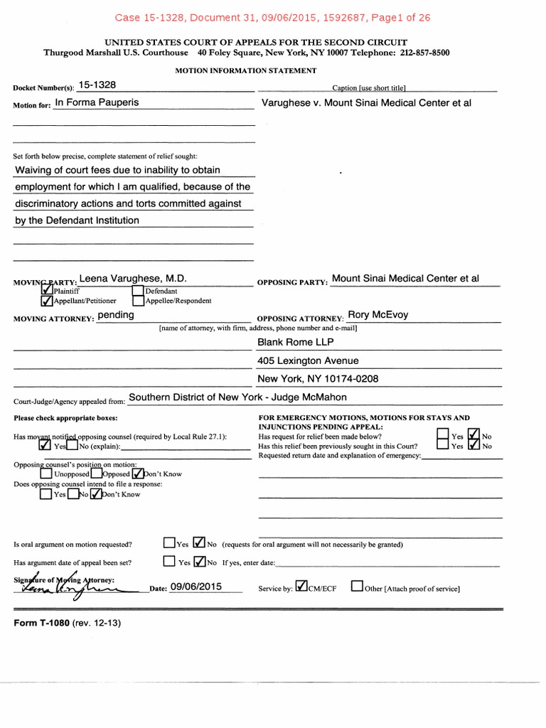 Motion for In Forma Pauperis Appeal | PDF | Summary Judgment | Pro Se ...