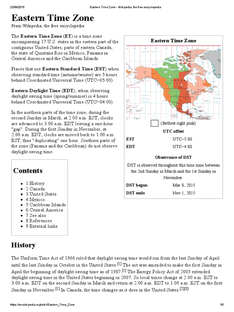Eastern Time Zone - Wikipedia, The Free Encyclopedia | Eastern Time ...