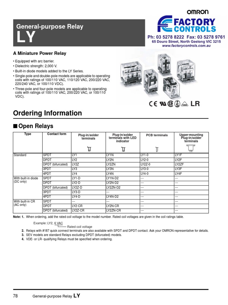 LY Relay Datasheet | Relay | Switch