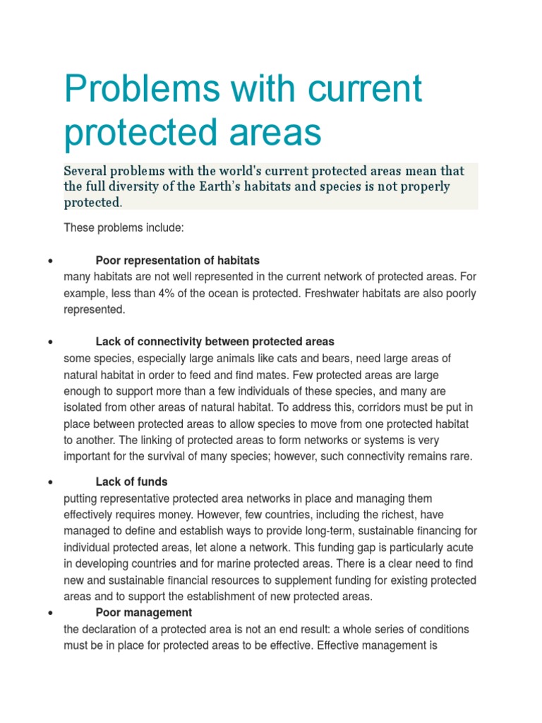 Problems With Current Protected Areas | PDF | Protected Area | Biodiversity