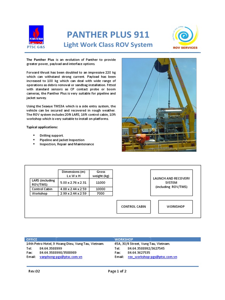 ROV Spec Panther911 Rev02 | PDF | Vehicles | Science