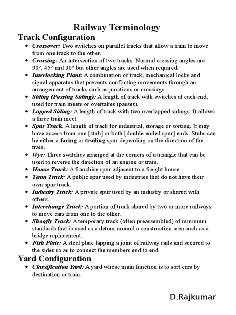 Railway Terminology | PDF | Train | Rail Transport