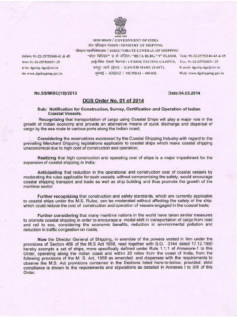 Coastal Vessel Rules 2014 | PDF | Tonnage | Ships