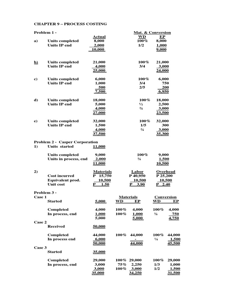 Answers To Cost Accounting Chapter 9 | PDF