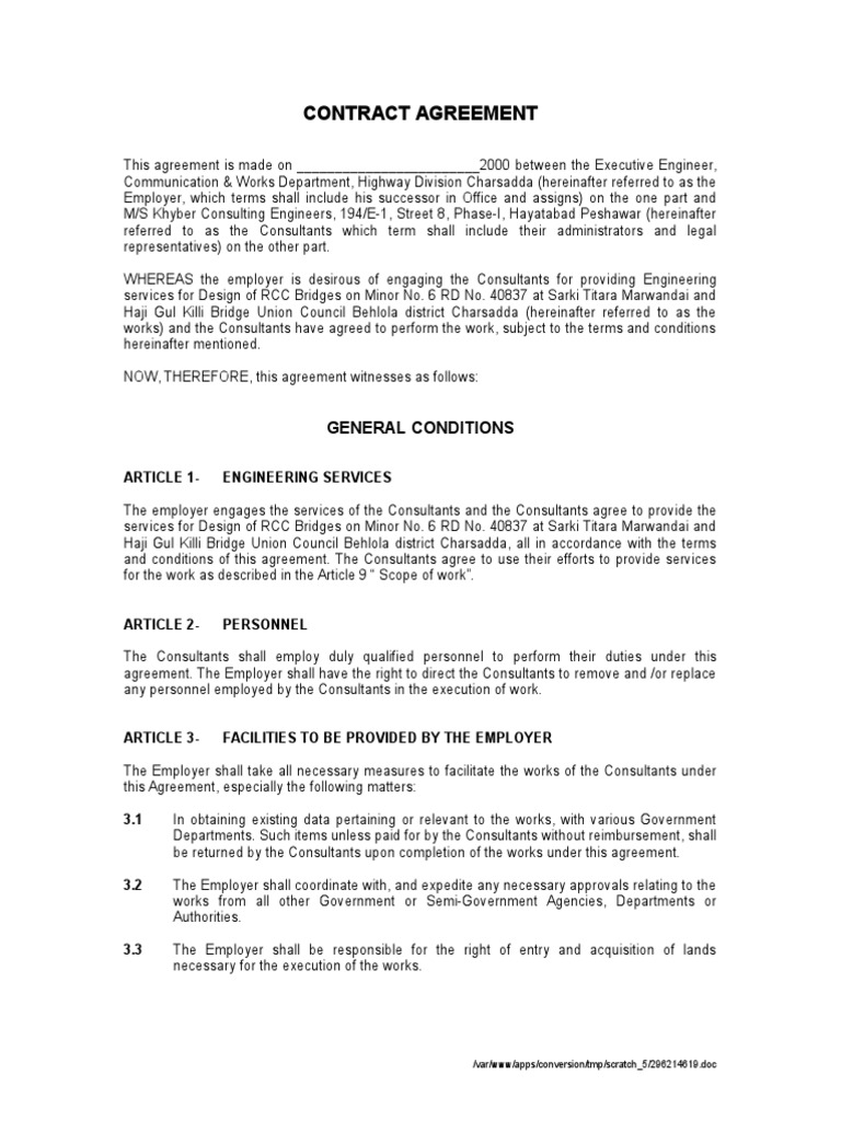 Contract Agreement For Bridge Design | PDF | Arbitral Tribunal ...