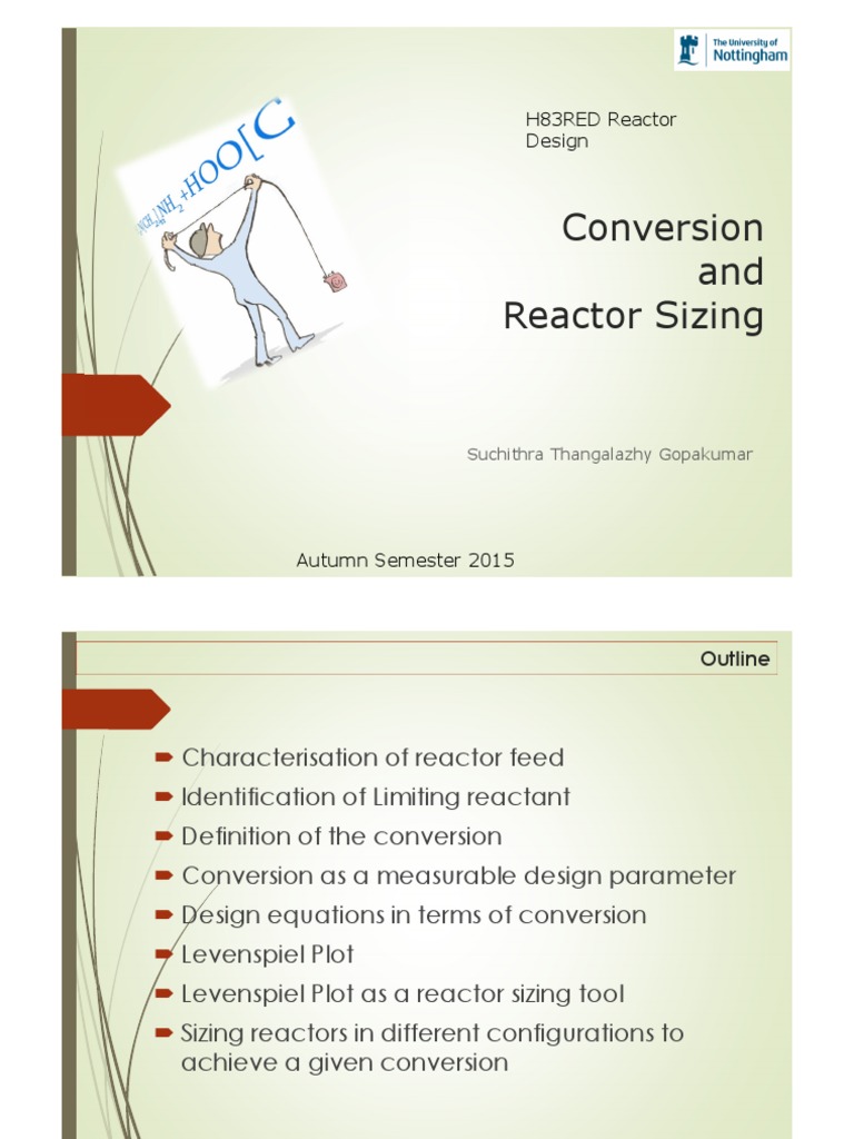 Reactor Sizing and Conversion Analysis | PDF | Stoichiometry | Chemical ...
