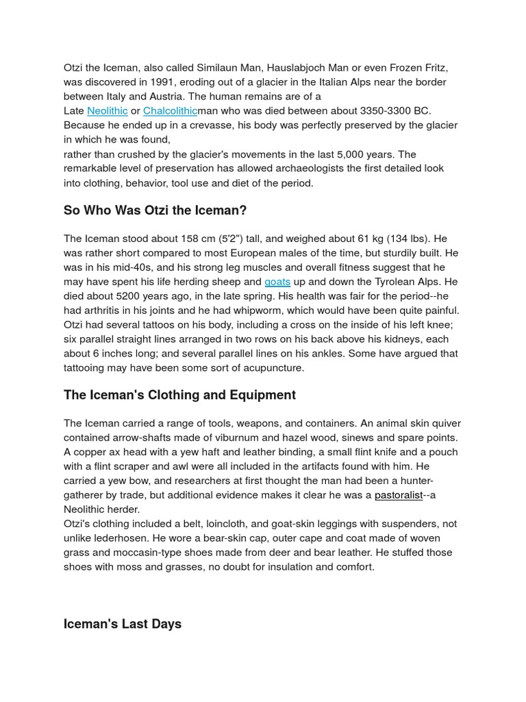 Otzi The Iceman | PDF | Nature